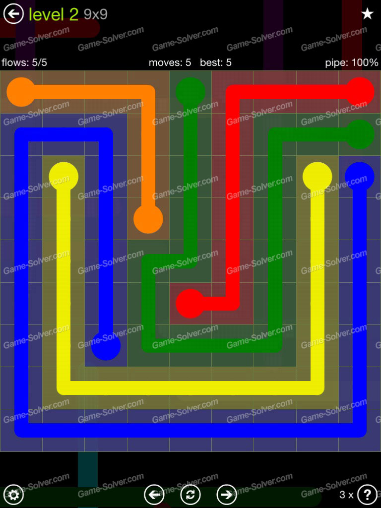 Flow Extreme Pack 9x9 Level 2 • Game Solver