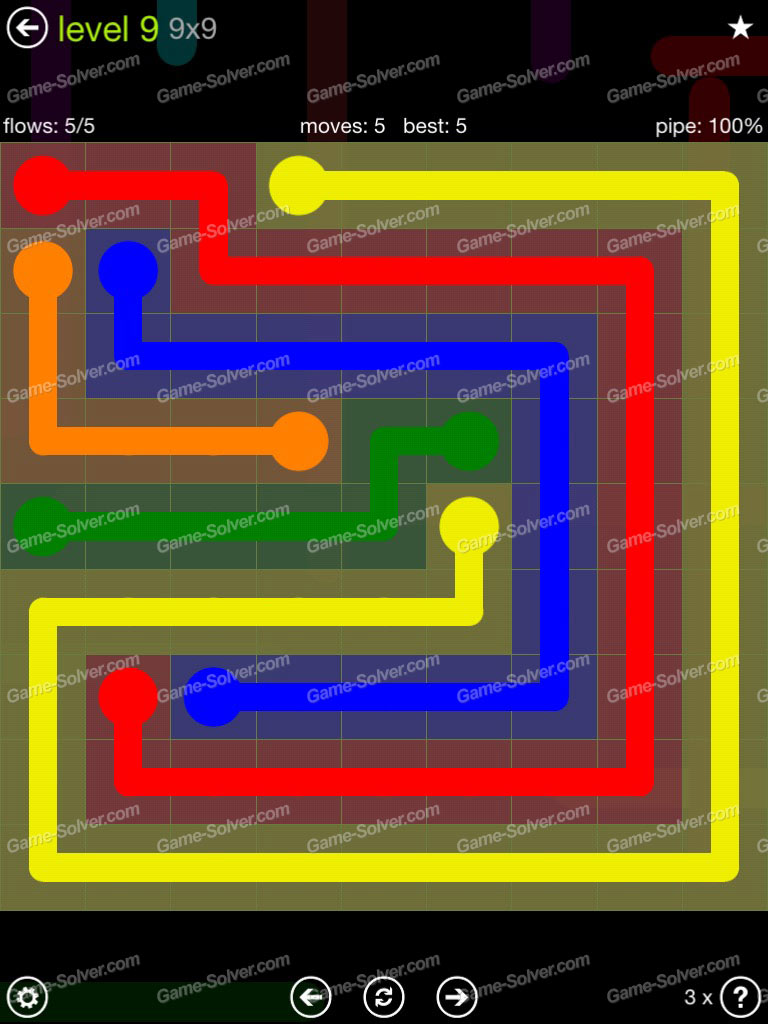 Flow Extreme Pack 9x9 Level 9 • Game Solver