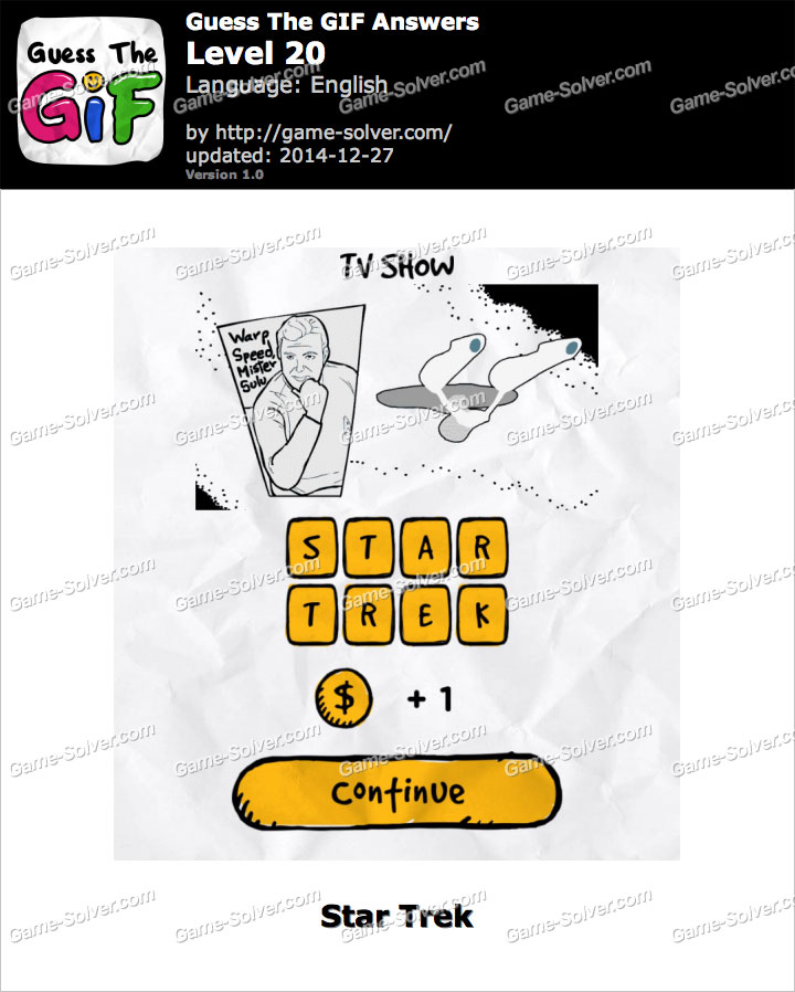 Guess The GIF Level 20 • Game Solver