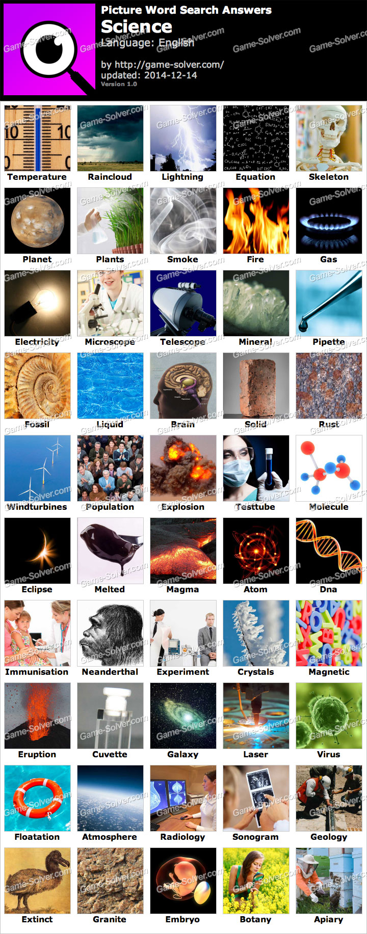 Picture Word Search Science Answers • Game Solver