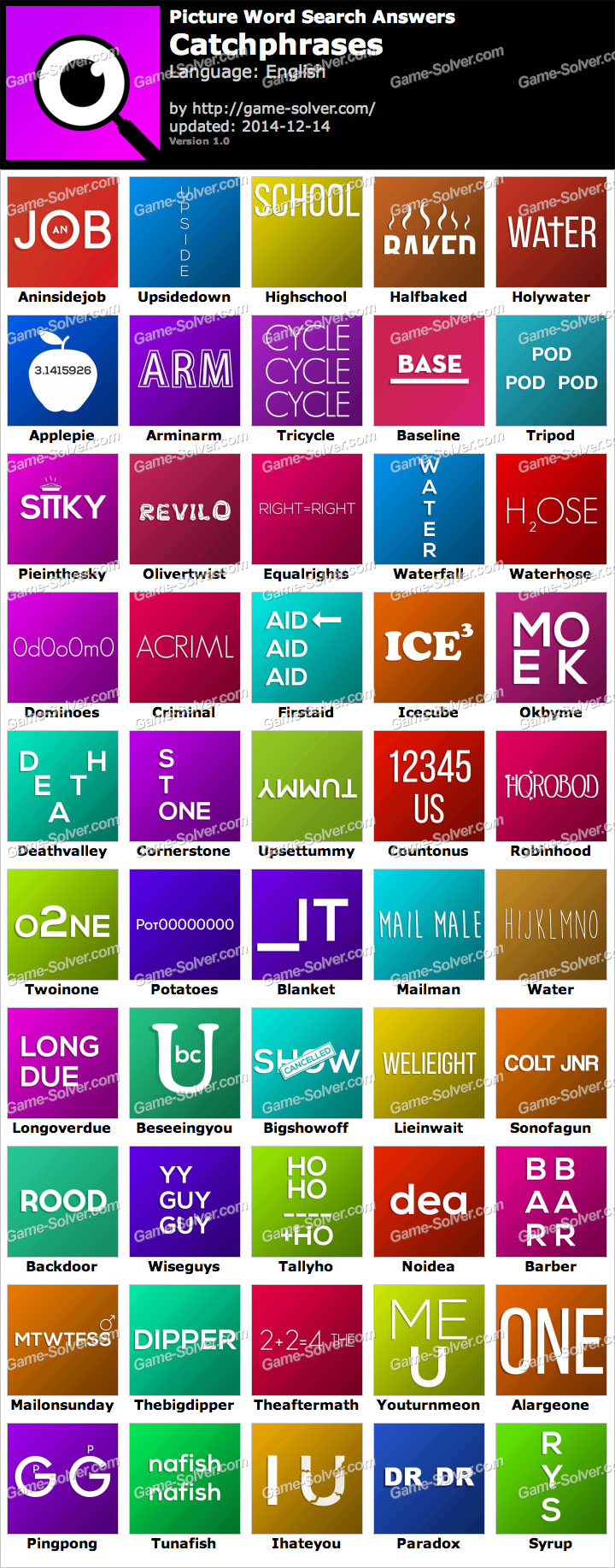 Picture Word Search Catchphrases Answers Game Solver
