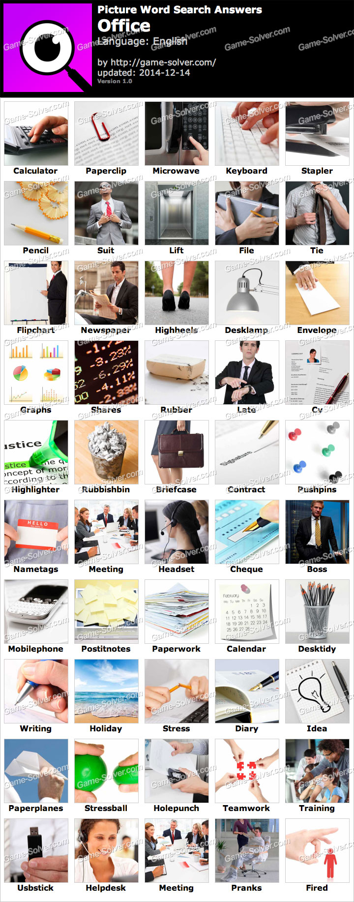 Picture Word Search Office Answers • Game Solver
