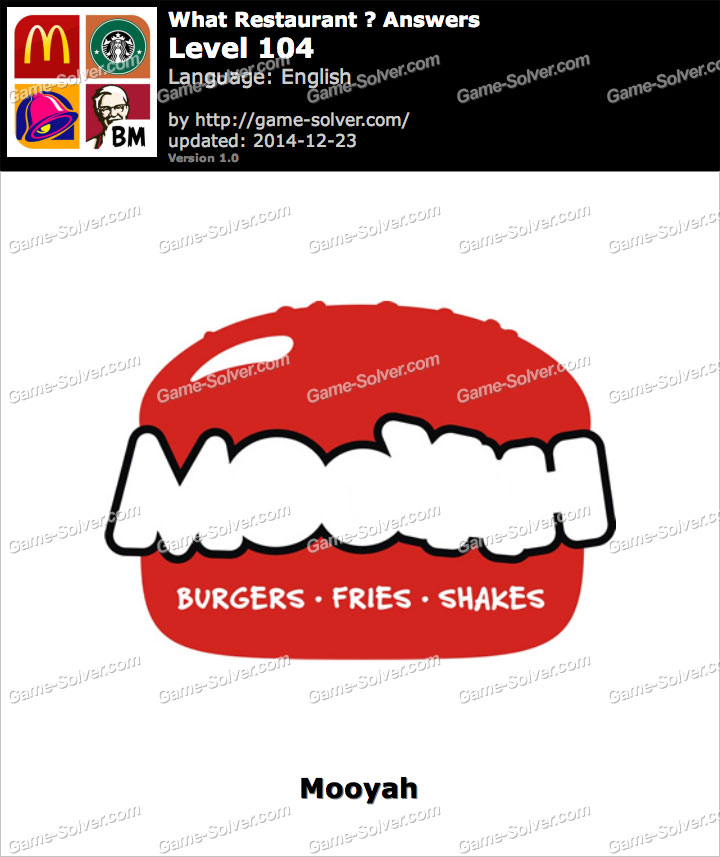 What Restaurant Level 104 • Game Solver