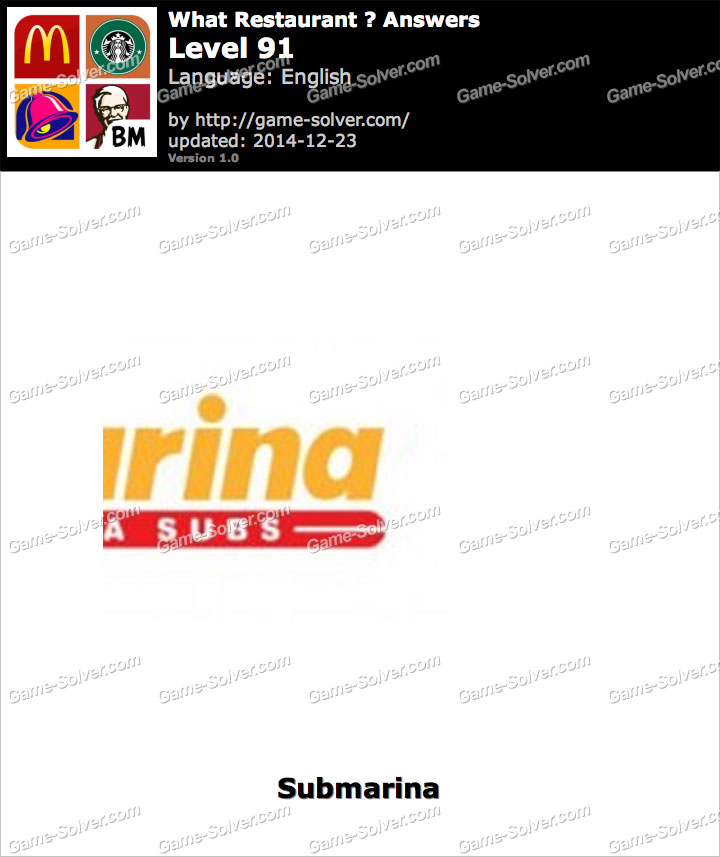 What Restaurant Level 91 • Game Solver