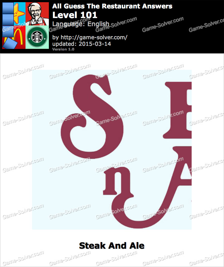 All Guess The Restaurant Level 101 • Game Solver