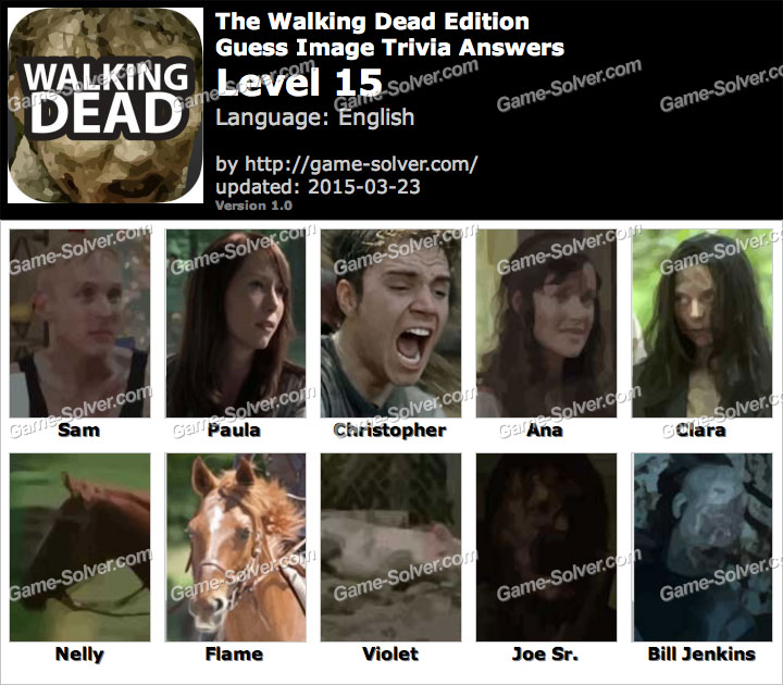 Walking Dead Edition Guess Image Trivia Level 15 • Game Solver