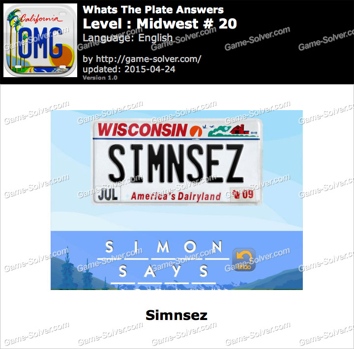 Whats The Plate Midwest 20 • Game Solver