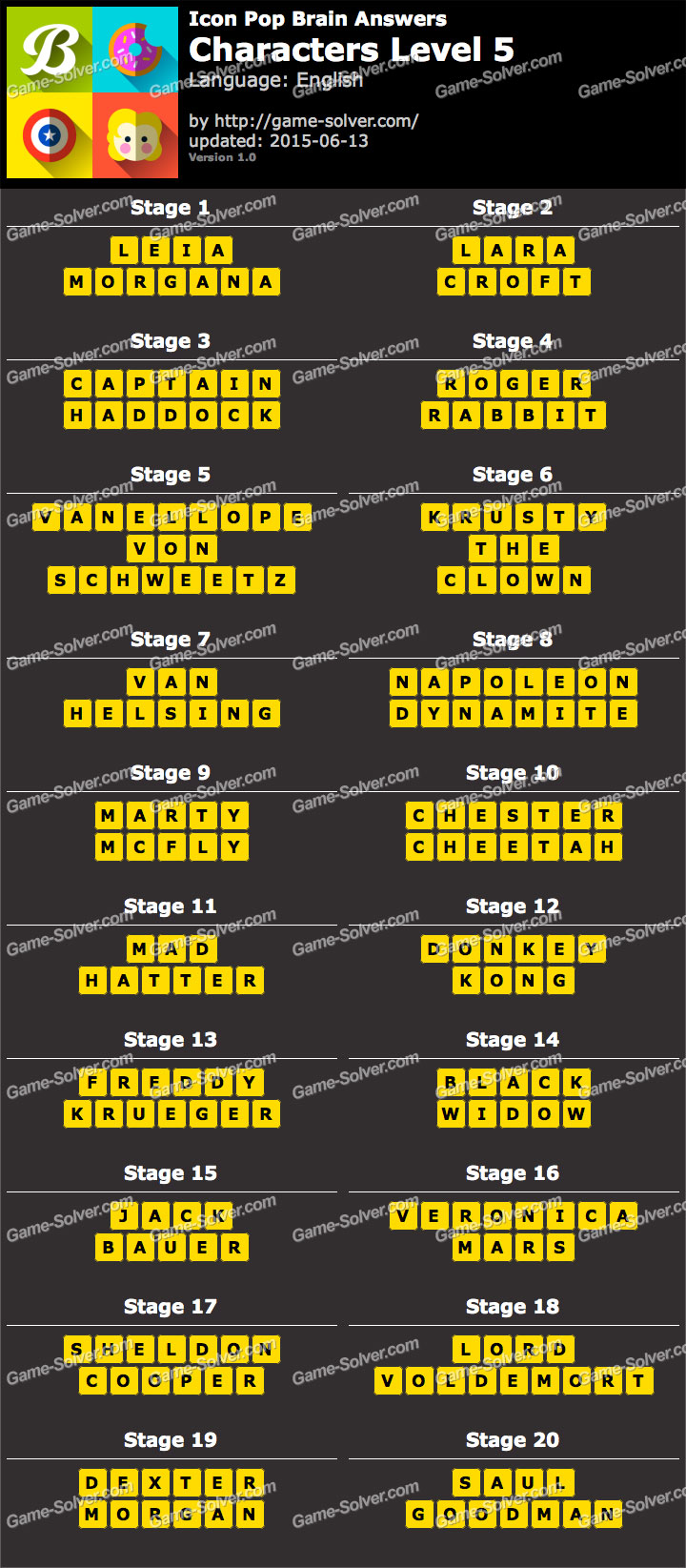 Icon Pop Brain Characters Level 5 • Game Solver
