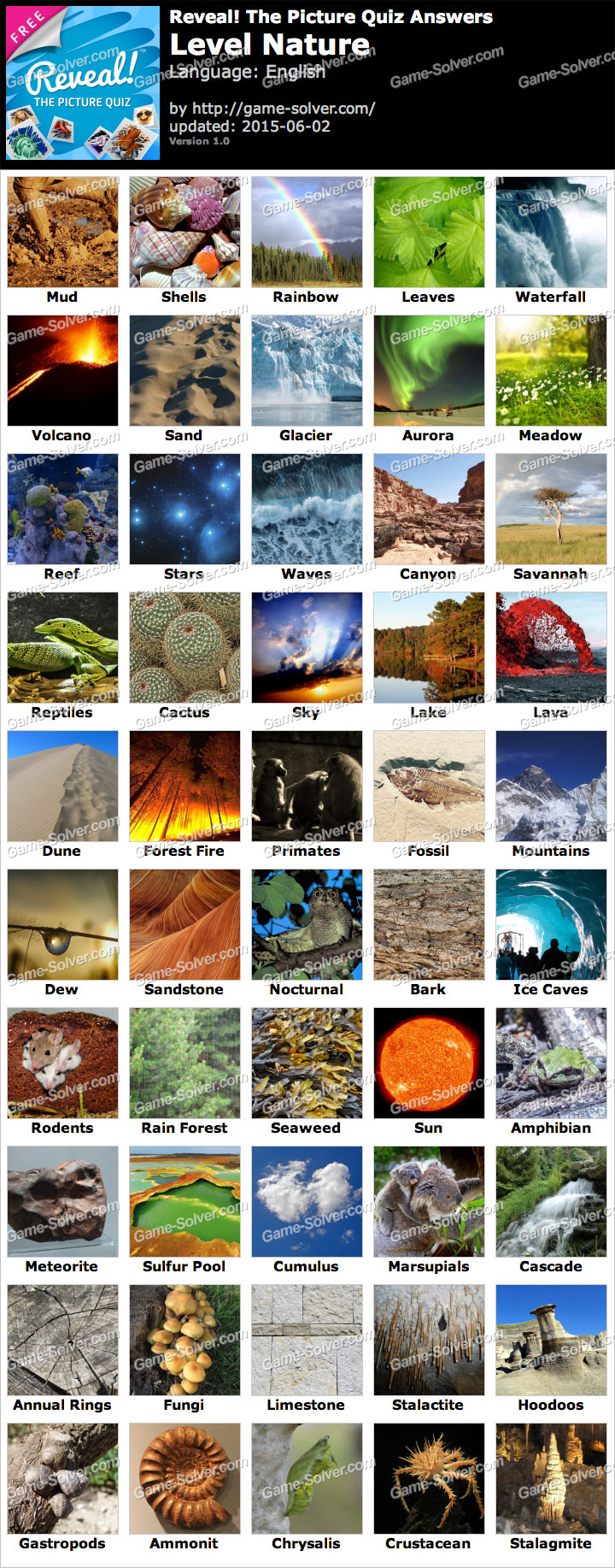 Reveal Nature Answers • Game Solver