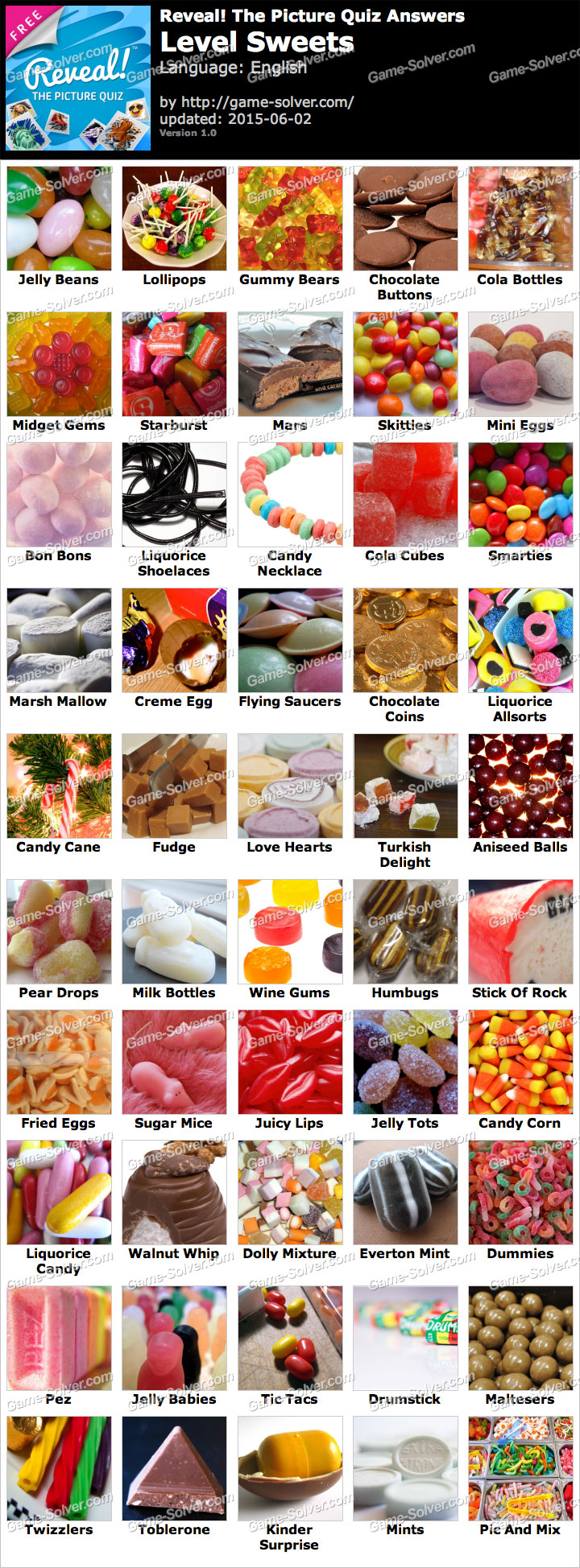 Reveal Sweets Answers • Game Solver