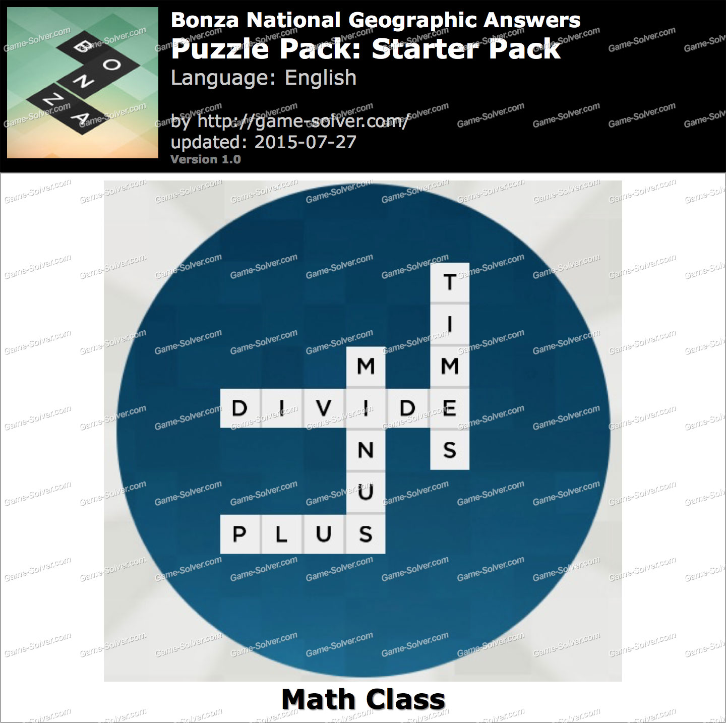 Bonza National Geographic Puzzle Pack Starter Pack 2 • Game Solver