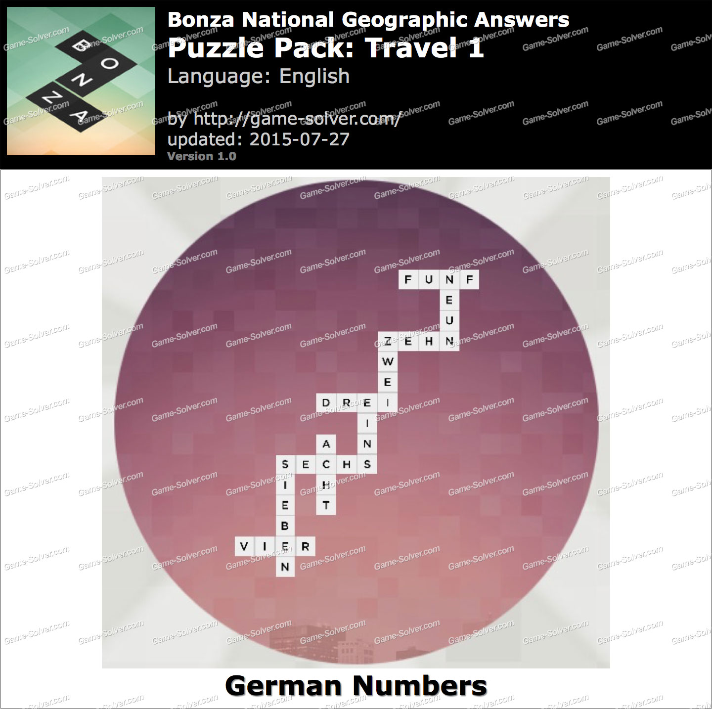 Bonza National Geographic Puzzle Pack Travel 1 26 • Game Solver