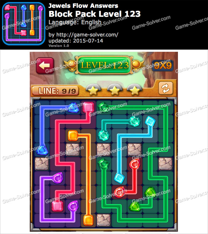 Jewels Flow Block Pack Level 123 • Game Solver
