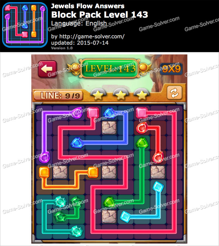 Jewels Flow Block Pack Level 143 • Game Solver