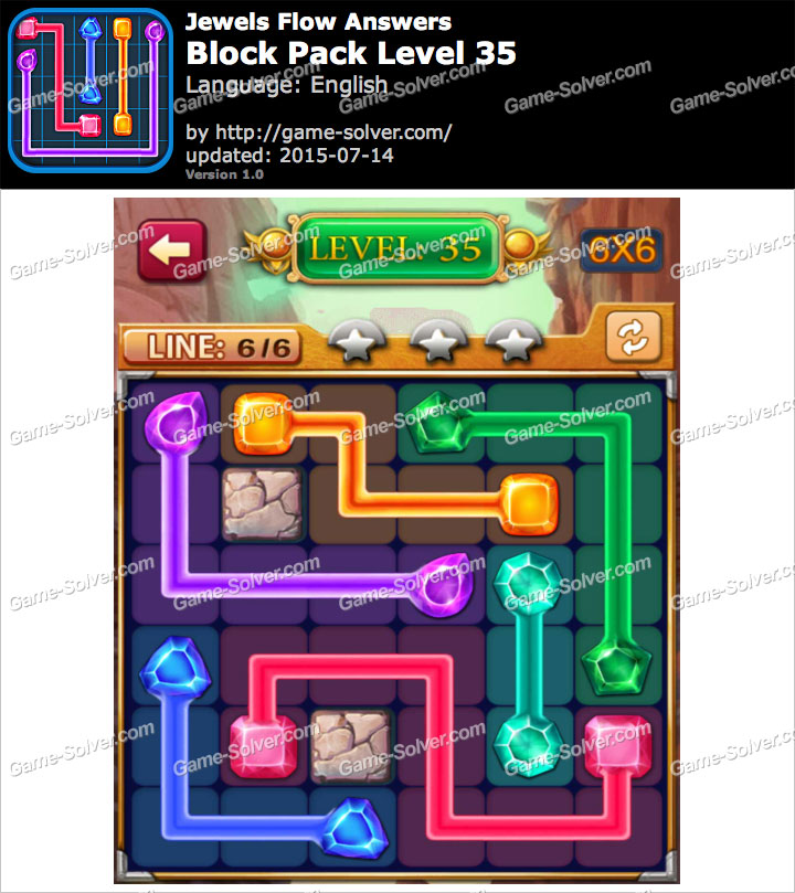 Jewels Flow Block Pack Level 35 • Game Solver