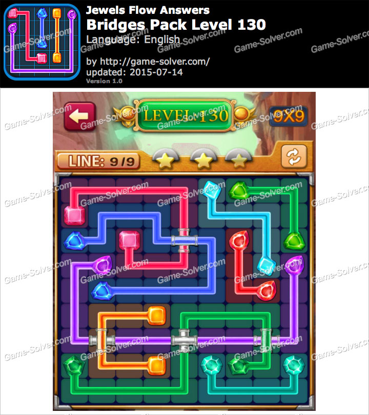Jewels Flow Bridges Pack Level 130 • Game Solver