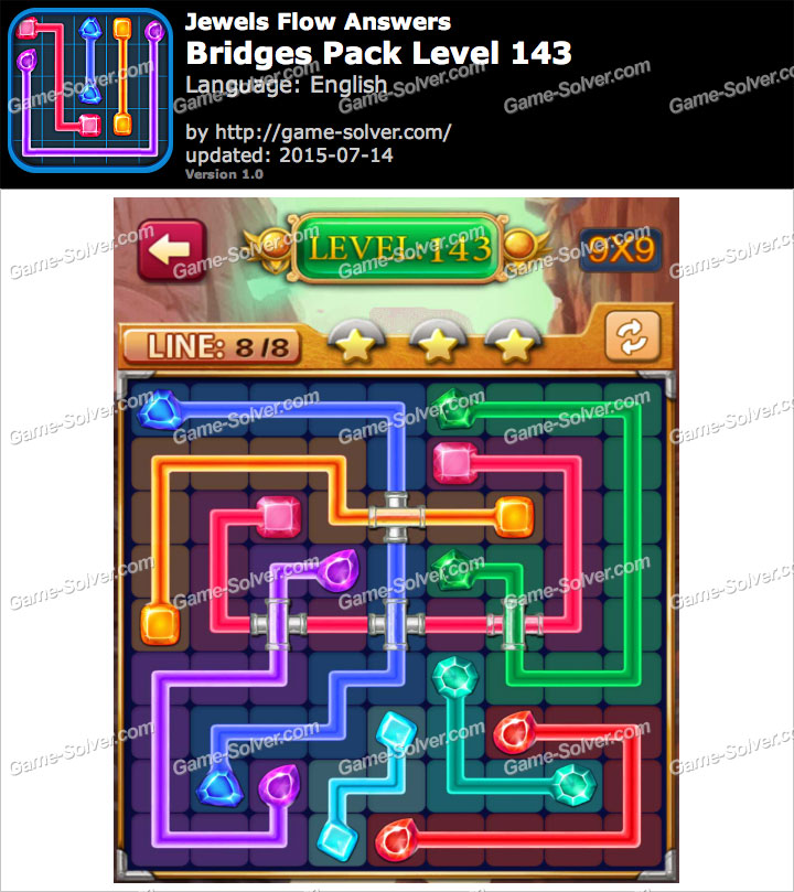 Jewels Flow Bridges Pack Level 143 • Game Solver