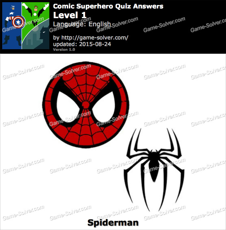 Comic Superhero Quiz Level 1 • Game Solver