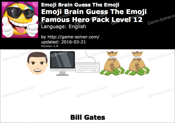 Emoji Brain Guess The Emoji Famous Hero Pack Level 12 Answers • Game Solver