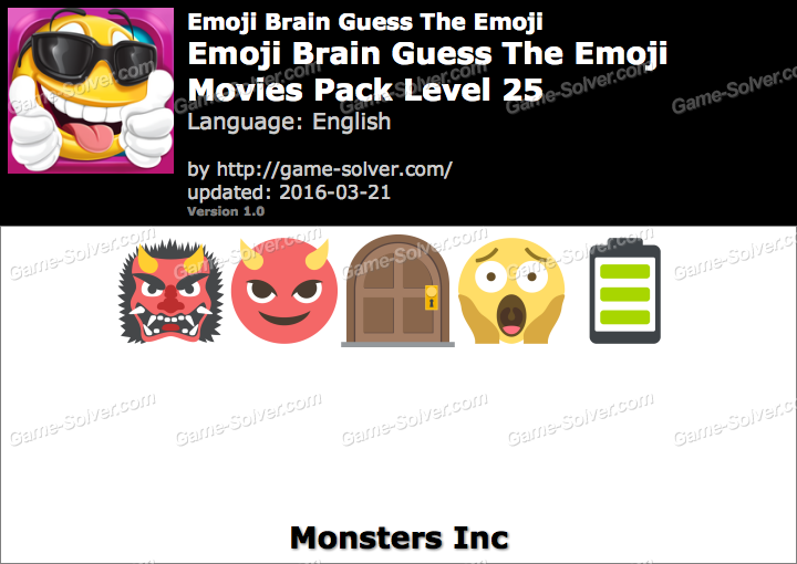 Emoji Brain Guess The Emoji Movies Pack Level 25 Answers Game Solver