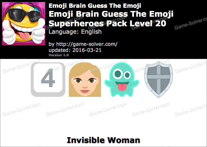 Emoji Brain Guess The Emoji Superheroes Pack Level 20 Answers • Game Solver