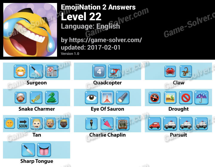EmojiNation 2 level 22 Answers • Game Solver