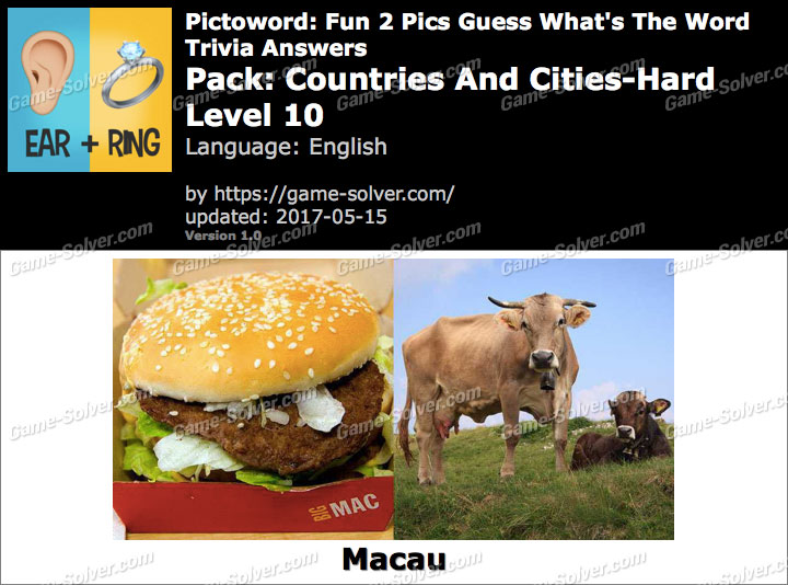 Pictoword Fun 2 Pics Countries And Cities-Hard Level 10 Answers • Game ...