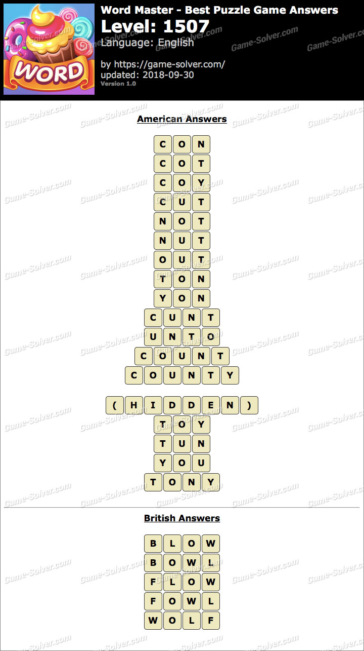 Word Master-Best Puzzle Game Level 1507 Answers • Game Solver