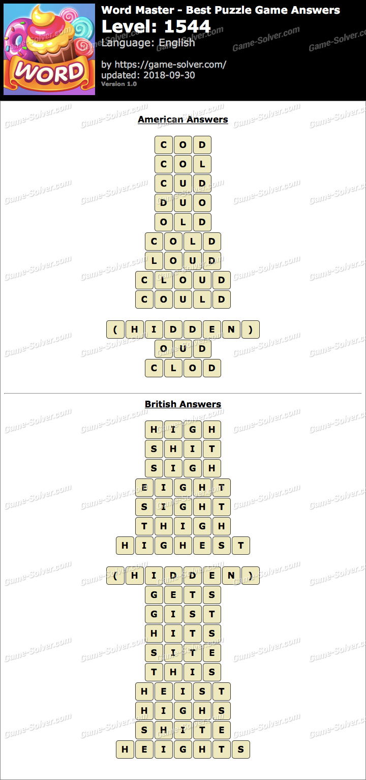 Word Master-Best Puzzle Game Level 1544 Answers • Game Solver