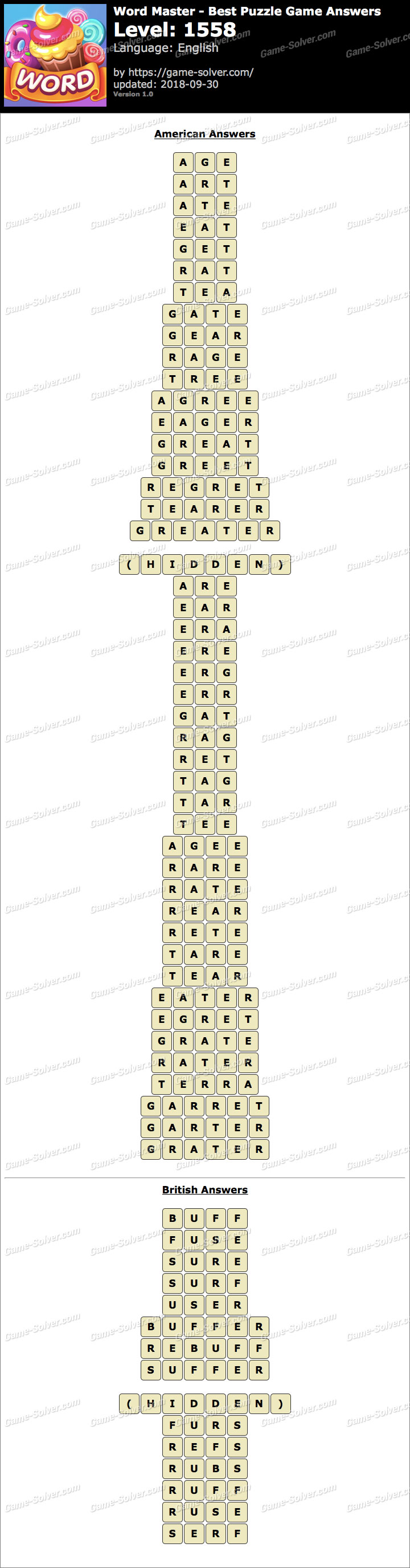 Word Master-Best Puzzle Game Level 1558 Answers • Game Solver