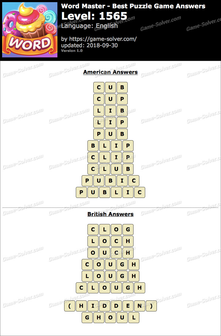 Word Master-Best Puzzle Game Level 1565 Answers • Game Solver