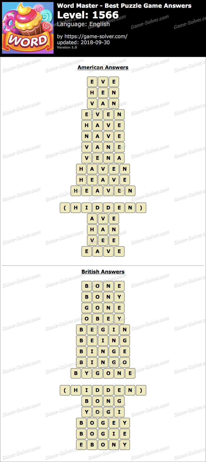 Word Master-Best Puzzle Game Level 1566 Answers • Game Solver