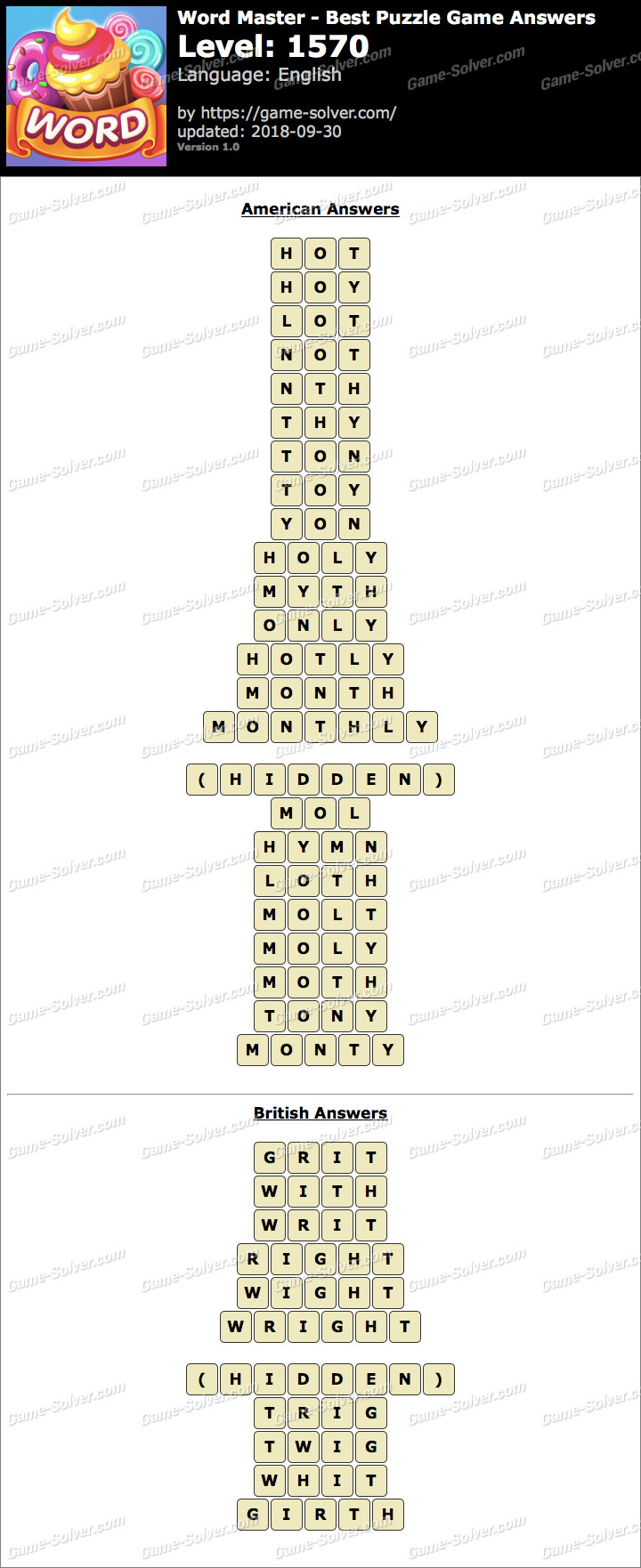 Word Master-Best Puzzle Game Level 1570 Answers • Game Solver