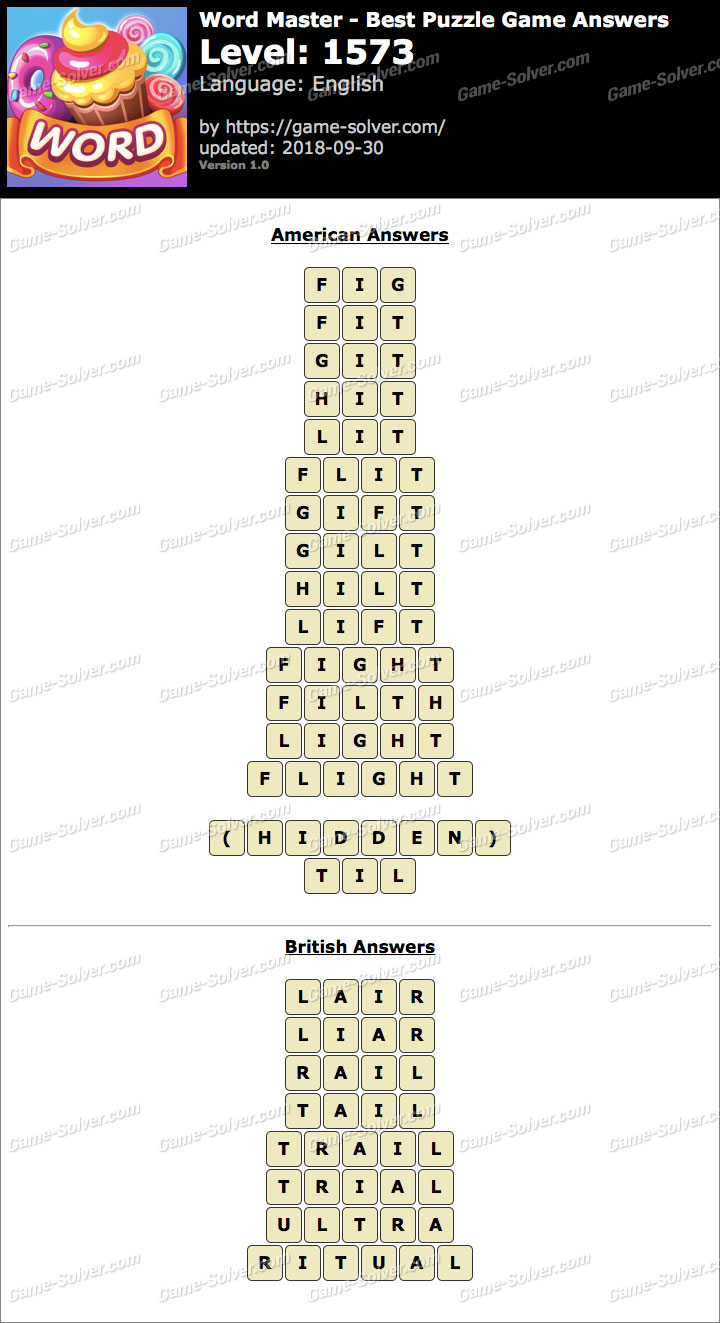 Word Master-Best Puzzle Game Level 1573 Answers • Game Solver