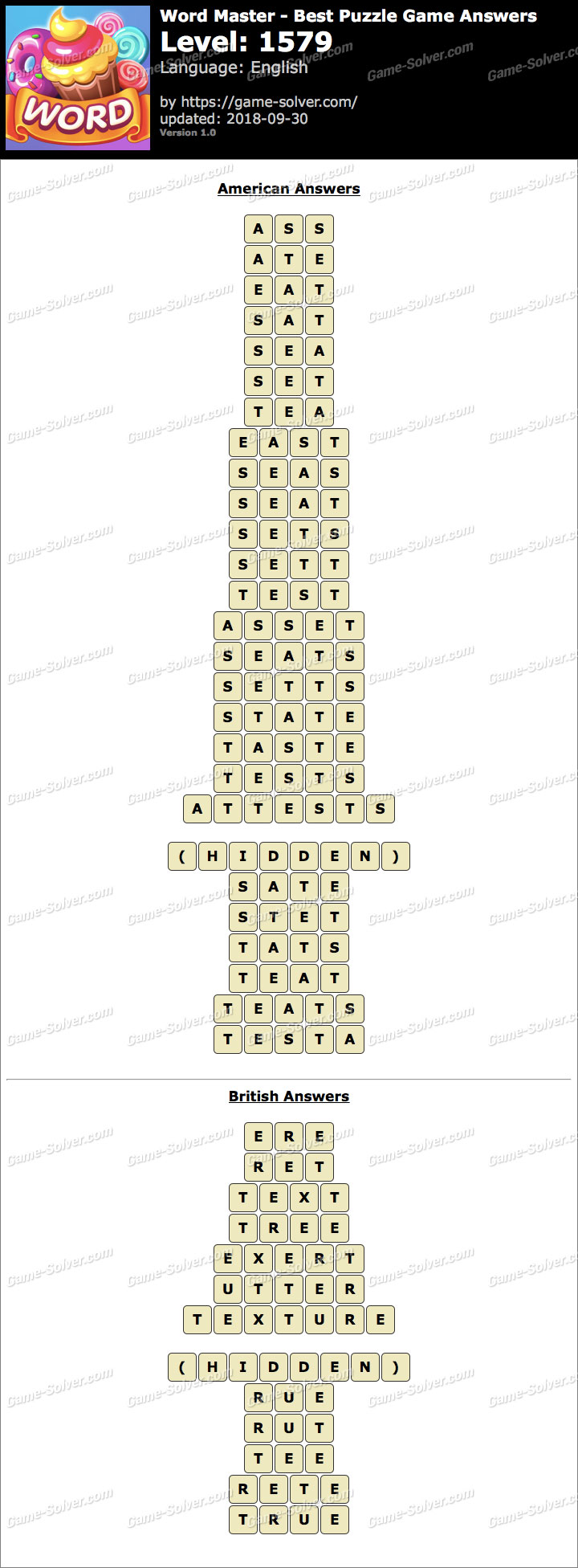 Word Master-Best Puzzle Game Level 1579 Answers • Game Solver