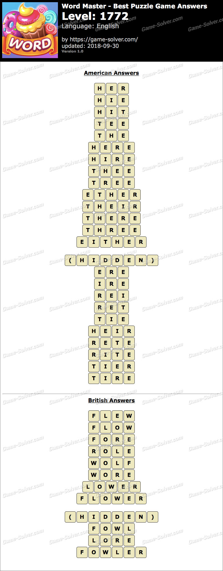 Word Master-Best Puzzle Game Level 1772 Answers • Game Solver