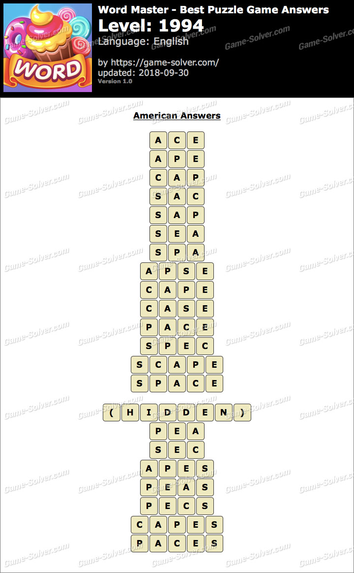 Word Master-Best Puzzle Game Level 1994 Answers • Game Solver
