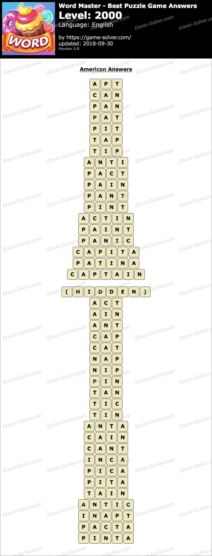 Word Master-Best Puzzle Game Level 2000 Answers • Game Solver