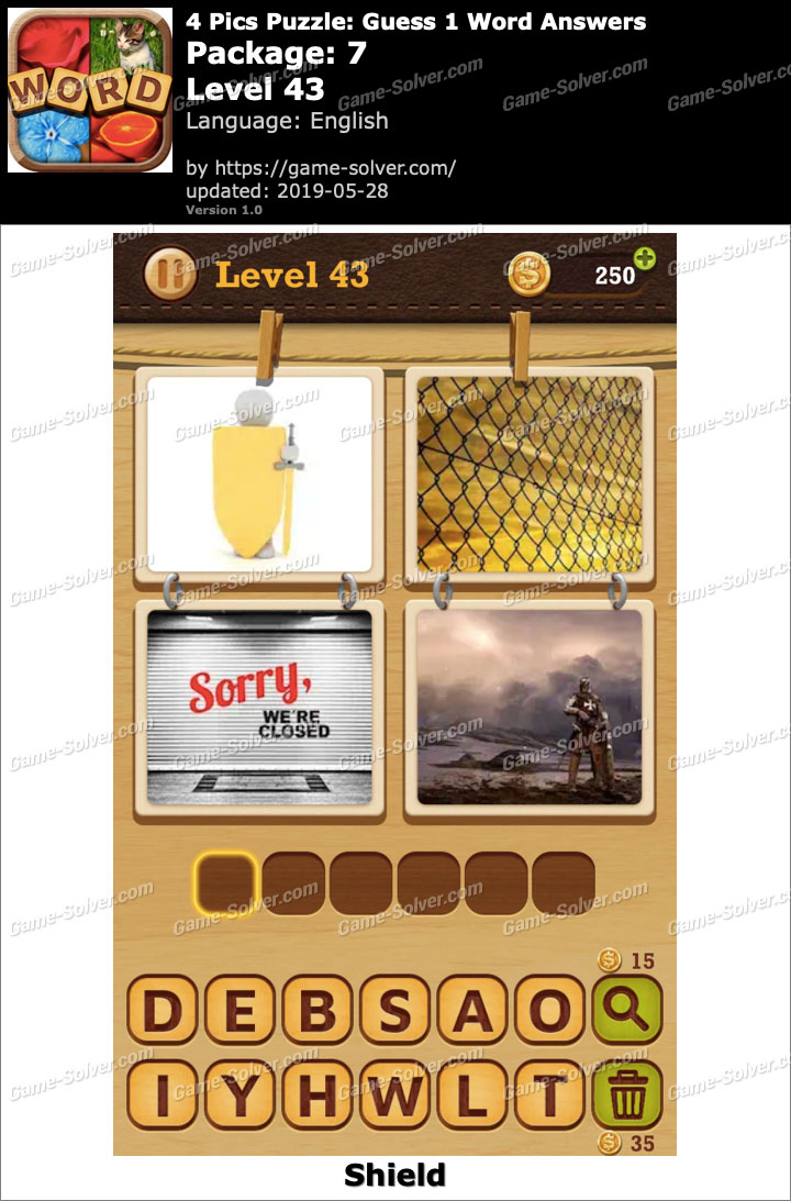 4 Pics Puzzle Guess 1 Word Package 7 Level 43 Answers • Game Solver