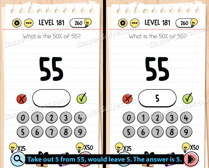 Brain Test Level 181 Answers • Game Solver