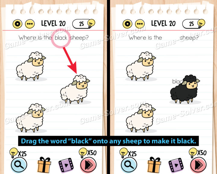 Brain Test Level 20 Answers Game Solver