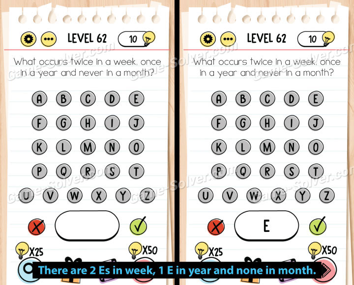 Brain Test Level 62 Answers Game Solver