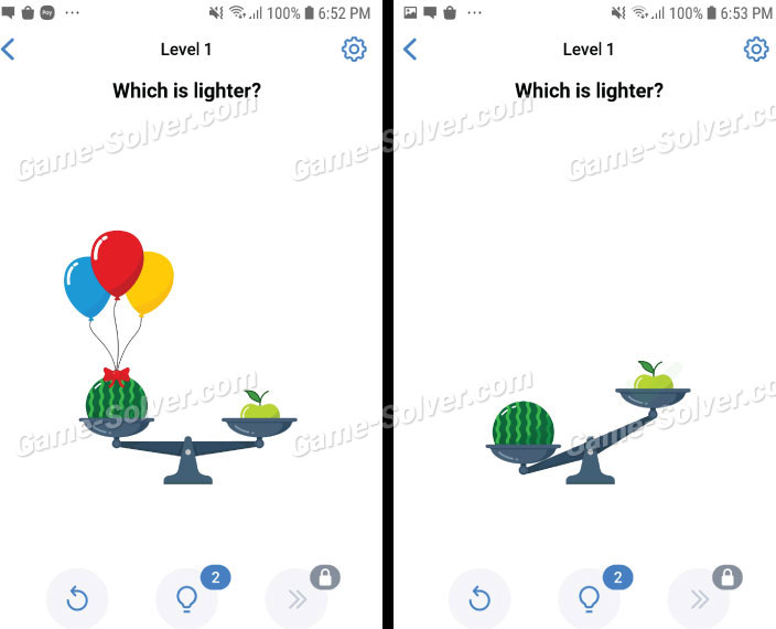 Easy Game Level 1 Which is lighter? • Game Solver