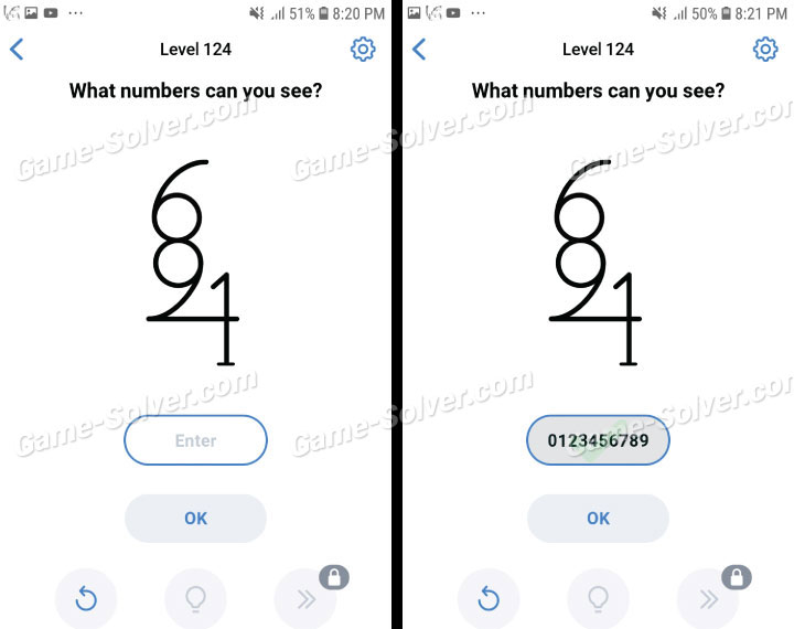 Easy Game Level 124 What numbers can you see? • Game Solver