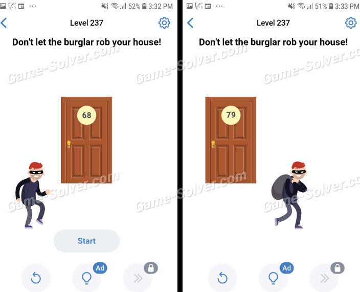 Easy Game Level 237 Don't let the burglar rob your house • Game Solver