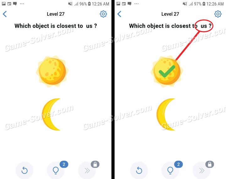 Easy Game Level 27 Which object is closest to us? • Game Solver
