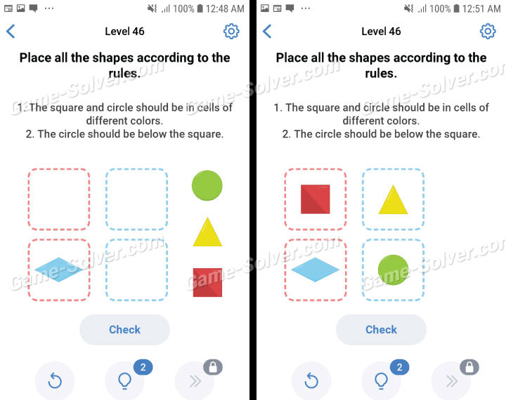 Easy Game Level 46 Place all the shapes according to the rules • Game Solver