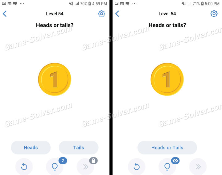 Easy Game Level 54 Heads or tails? • Game Solver