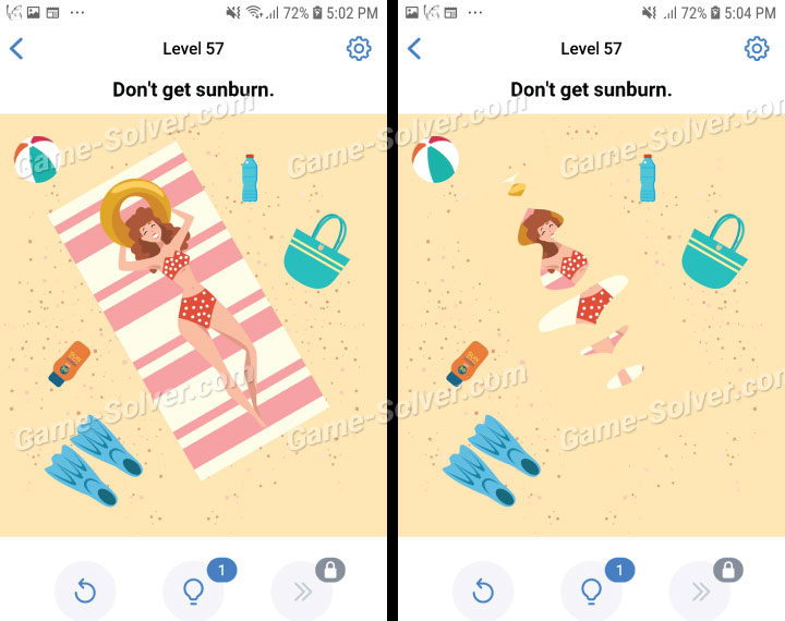 Easy Game Level 57 Don't get sunburn • Game Solver